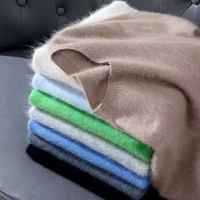 100% Mink Cashmere Knit Sweater Men's T-Shirt Spring Summer