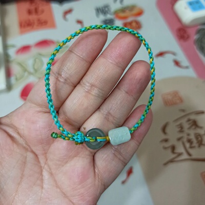天然翡翠龟甲平安扣手绳
