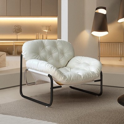 懒人休闲中古风风黑色轻奢高级感单椅子单人沙发设计师沙发椅客厅