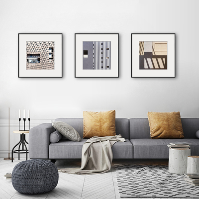 几何装饰画现代极简工业风建筑摄影样板间办公室咖啡厅房间挂画