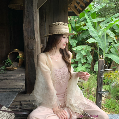 AS OFFICIAL-花吊带背心+麻感开衫套装(含亚麻)(不含飘带)28601