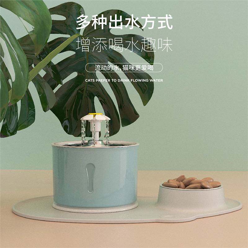 宠物碗自动饮水机LED灯USB智能电动喂水器三重过滤不锈钢猫咪水碗