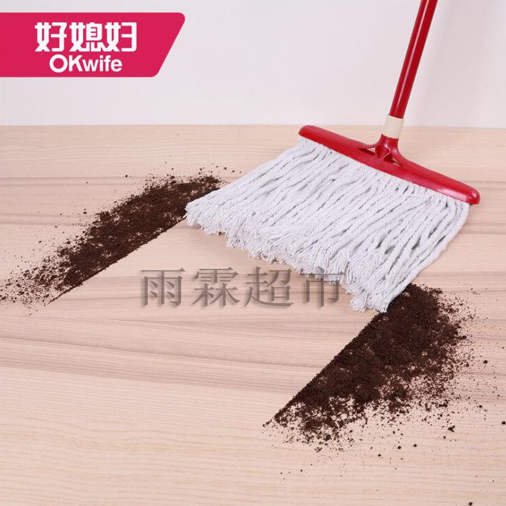 甄选S588方形棉纱布拖把吸水宽头柄条状墩布家用老式酒店水拖可替