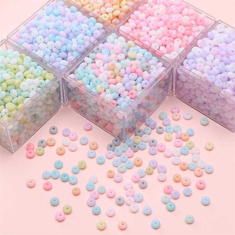 3x6mm玻璃磨砂矿物算盘珠散珠 DIY手工制作串珠手链项链饰品配件