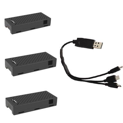 FIREFOX C129 C129V2直升机配件3.7V 350mAh USB充电器一充三电池