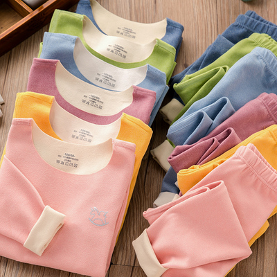 儿童睡衣秋冬女童德绒保暖内衣套装无痕双面磨毛贴身打底秋衣秋裤