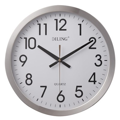 简约迪翎挂钟合金框居家办公电子钟静音石英钟9103