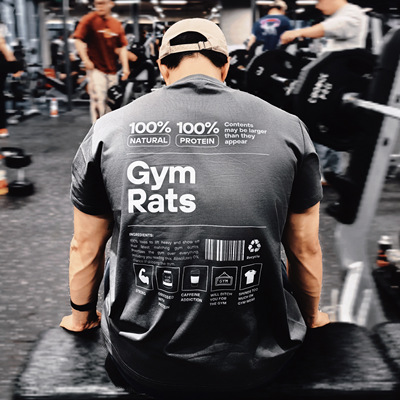 「Gym Rats 健身狂人」创意印花运动速干T恤 潮酷健身鼠