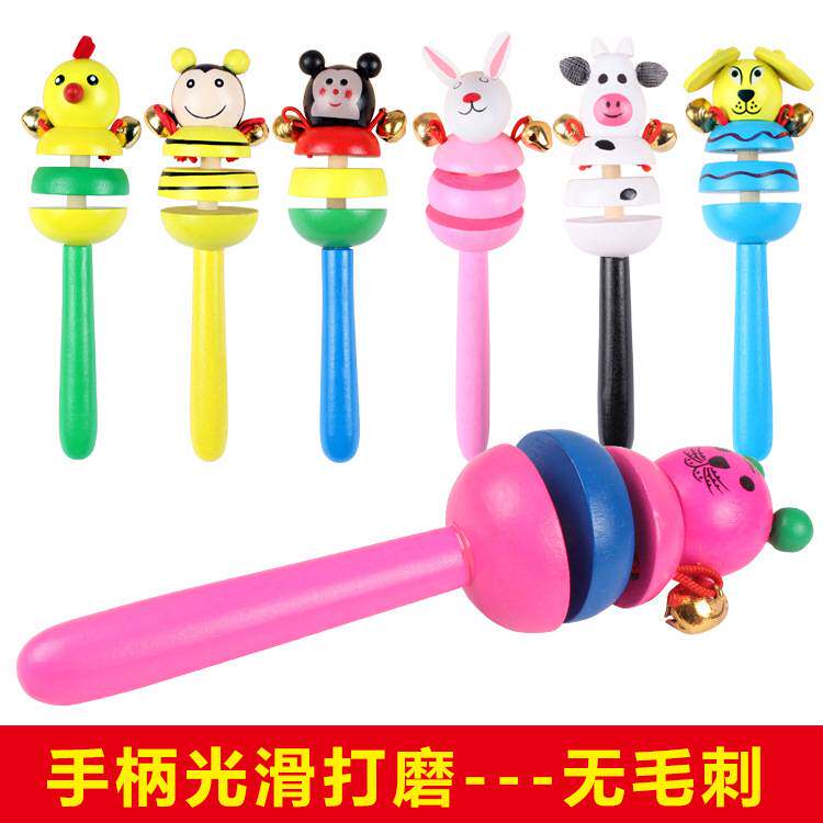 供应木制玩具 动物摇铃手摇铃热销婴儿用品益智铃铛手抓婴童
