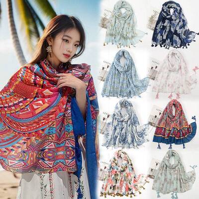 Artistic Fresh tton And Linen Retro Tassel Scarf Women's Pri