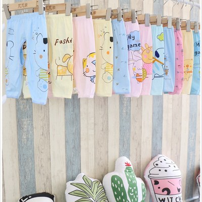 超薄汗布卡通裤子新生儿纯棉夏季防蚊裤长裤开封裆棉布尿裤吸汗23