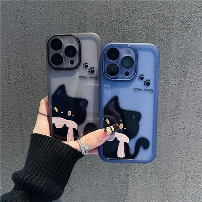 金属镜框黑猫新款适用苹果17Promax手机壳iPhone16max小米15华为mate80pura70k60reno14荣耀400x200一加ace5