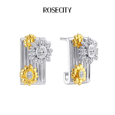 ROSECITY逐光太阳花方型耳钉