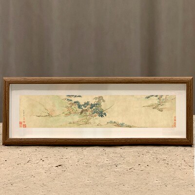 明沈周南山祝语图字画摆台画玄关装饰国画新中式山水迷你禅意礼物