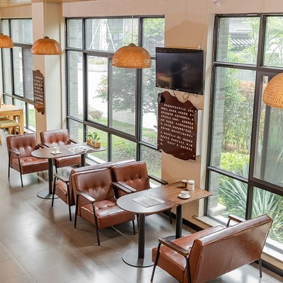 网红奶茶店咖啡厅桌椅组合酒吧卡座沙发清吧休闲洽谈套装餐厅商用