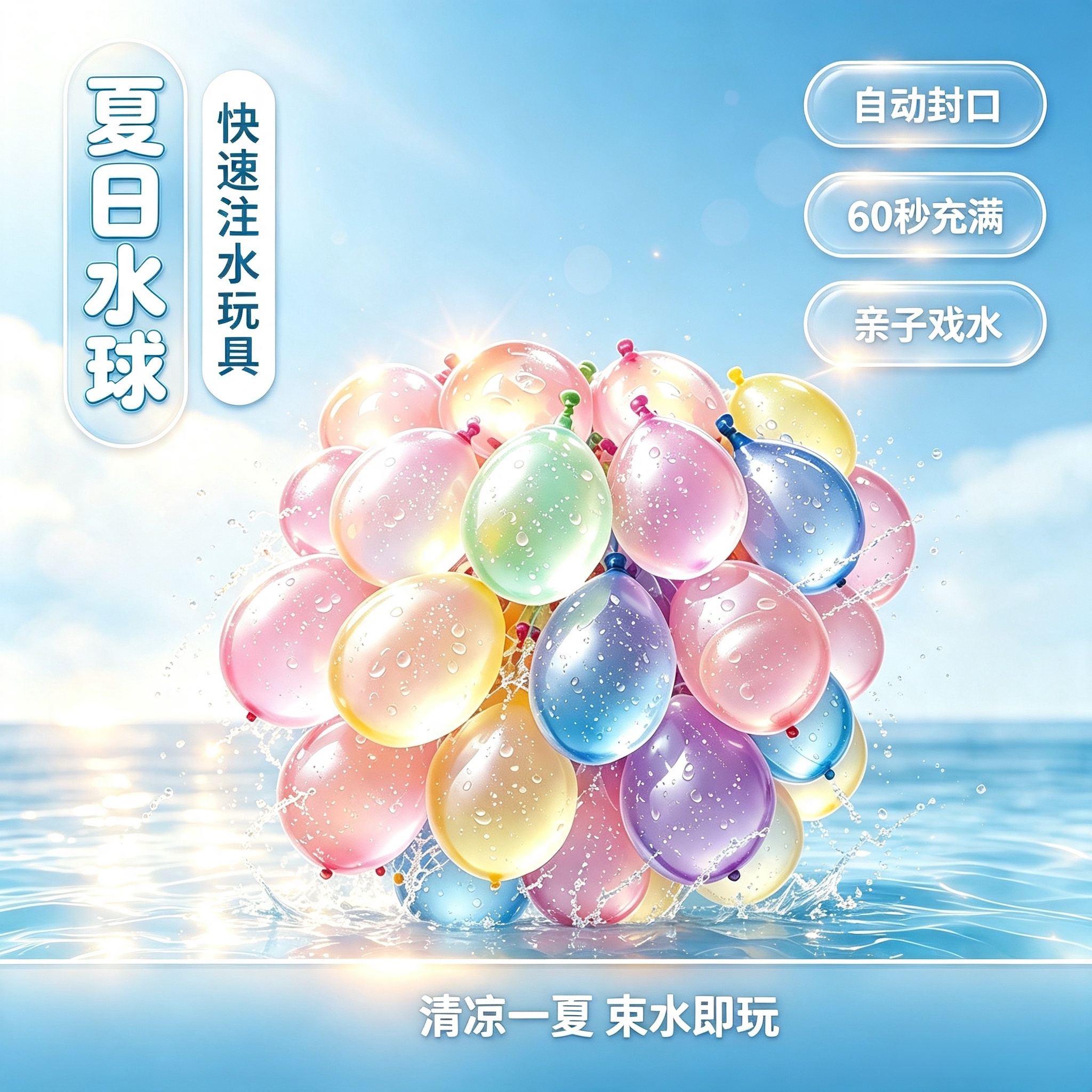 泼水节户外休闲小玩具夏日狂欢水气球亲子运动打水仗快速注水神器