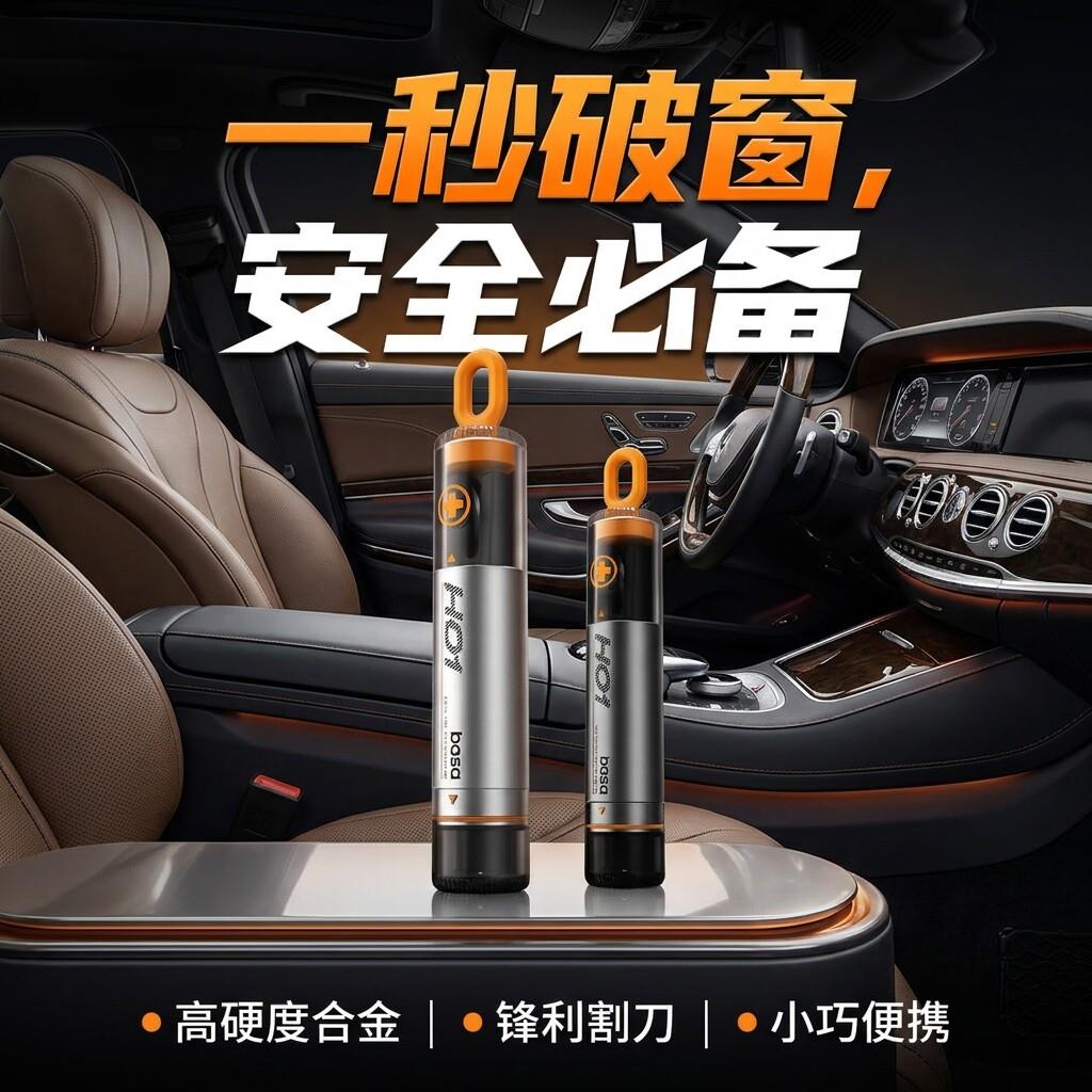 德国车载破窗器2026新款汽车玻璃破窗器救生安全锤多功能工具