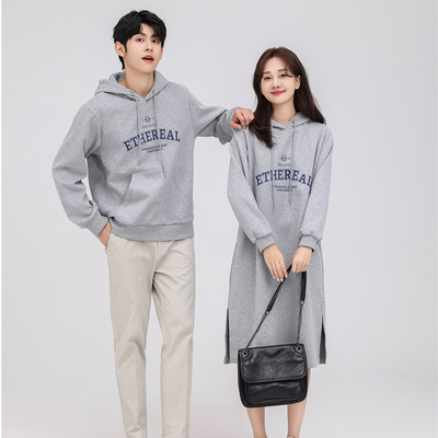 情侣卫衣秋冬季2024新款套装一长一短卫衣女长裙不一样高级感外套