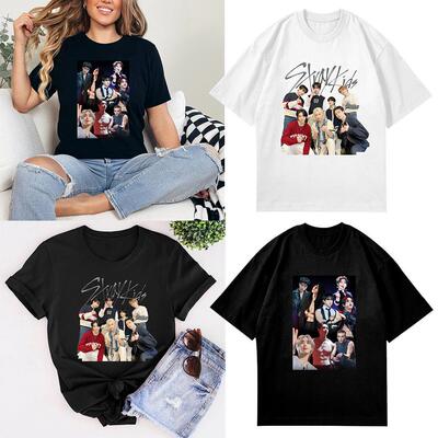 straykids时尚复古海报情侣打歌服 粉丝收藏应援演唱会应援T恤夏t