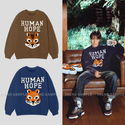 J-HOPE郑号锡HUMAN HOPE同款圆领卫衣男女秋冬时尚宽松套头上衣潮