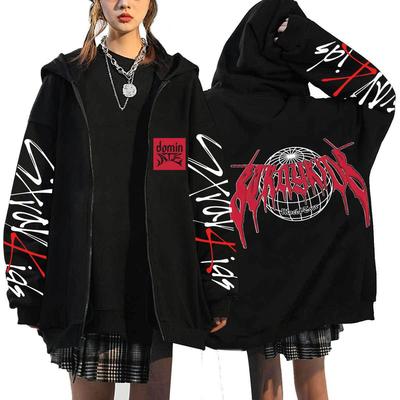 欧洲站Stray Kids Dominate周边原宿印花卫衣连帽宽松拉链卫衣批