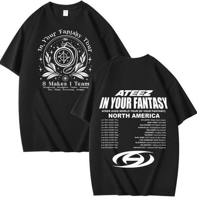2025独立站ATEEZ专辑周边组合周边印花夏季短袖T恤纯棉宽松