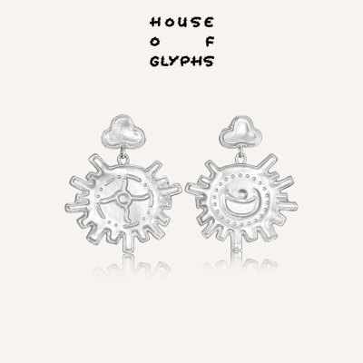 House of Glyphs符界HOG纳西族东巴文尼赫太阳月亮神秘感AB款耳钉