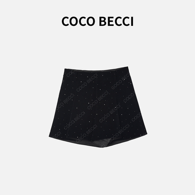 COCO BECCI【星光短裤】时尚收褶烫钻短裤YT24YSA600001