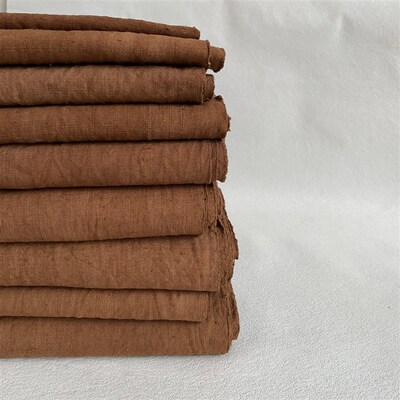 植物染布料 大地色 纯棉纯手工手织 老土布 手作布