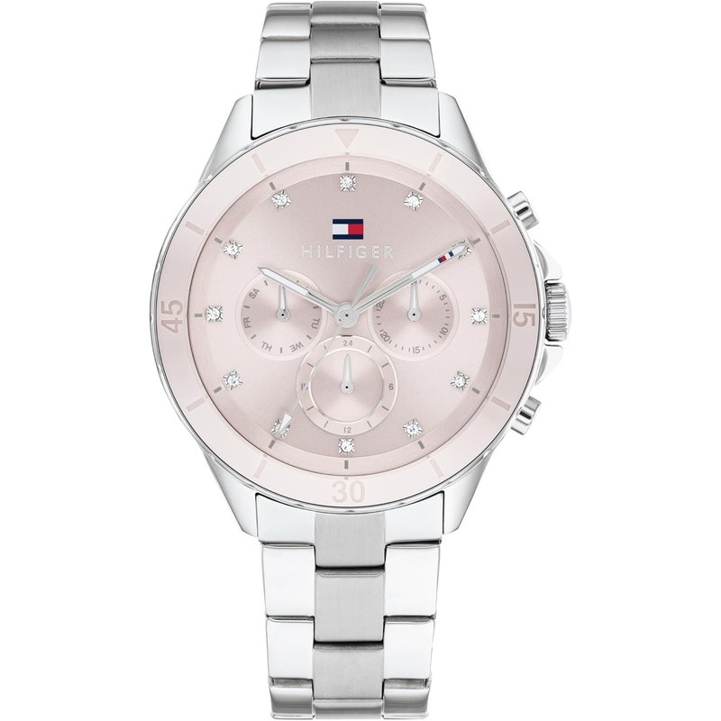 日版Tommy Hilfiger/汤米希尔费格男士休闲粉色表盘石英手表40mm