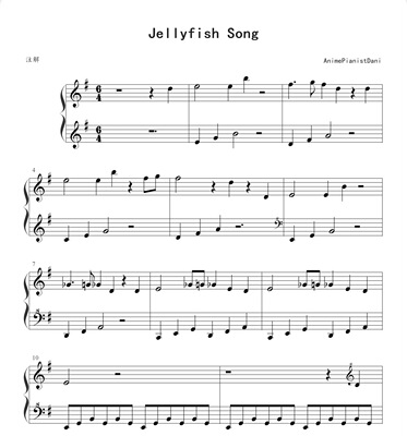 水母之歌(Jellyfish Song)钢琴独奏谱-电子谱-流行钢琴谱-电子版