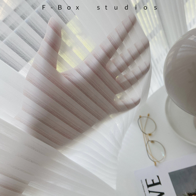 FBox窗帘透光不透人r雪纺白纱客厅阳台光影纱条纹纱梦幻竖百叶纱