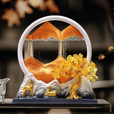 黄水晶发财树流沙画入户桌面玄关摆件客厅酒柜装饰品乔迁新居礼品