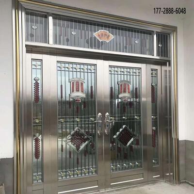 别墅大门304不锈钢门双开门农村自建房进户门庭院入户防盗门家用