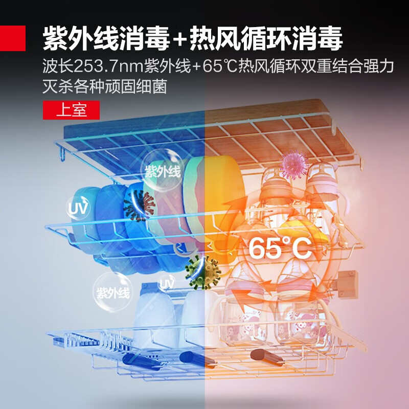 德玛仕消毒柜家用小型立式高温碗柜碗筷不锈钢烘干一体台式二星级