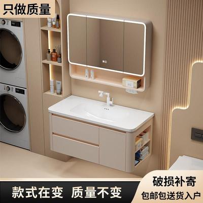 广东佛山卫浴柜洗漱台陶瓷一体盆马桶侧边收纳浴室柜卫生间洗手盆