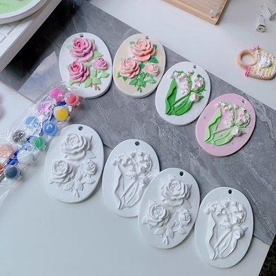 石膏郁金香花牌手工diy涂