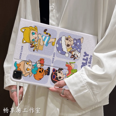 书本式适用苹果平板ipad保护壳新款第12十11九8代硅胶ipad平板保护套Air876Pro11全包10.9英寸四宫格紫色茉莉