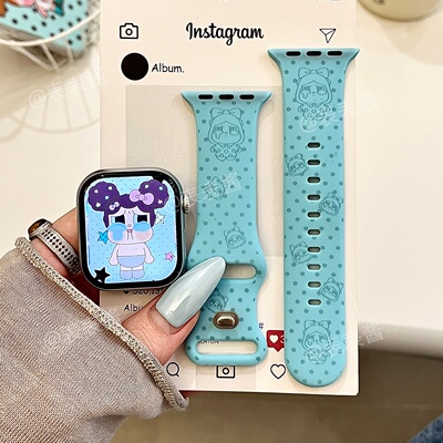 趣味波点哭泣女孩适用iwatchs11/10苹果硅胶表带Applewatch9/8/7