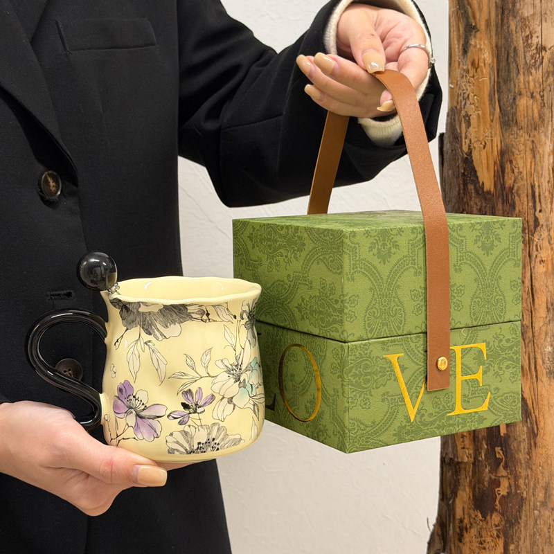送闺蜜生日礼物高档精致马克杯女生高颜值咖啡杯陶瓷喝水杯子家用