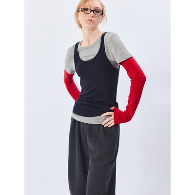 1C00M4三件套撞色打底上衣