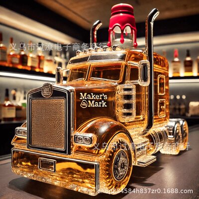 亚马逊新款SemiTruck Whiskey Bottle创意汽车威士忌瓶玻璃瓶酒瓶