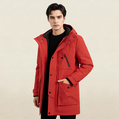 Artsdon/阿仕顿2025男冬简约舒适挺括保暖连帽休闲中长款羽绒服
