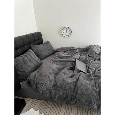 秋葡冬 萄紫柔软兔套兔绒四件加厚保暖牛奶床上GCL用绒品床单被套