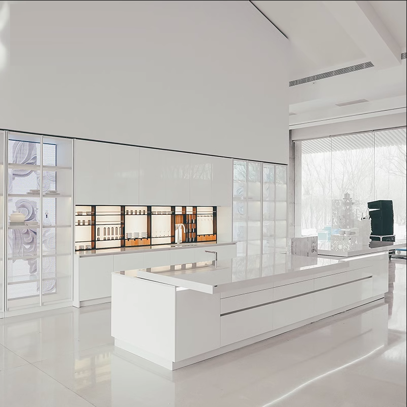 博洛尼（Boloni）开放厨房科莫整体橱柜定制现代简约石英石台面_虎窝淘