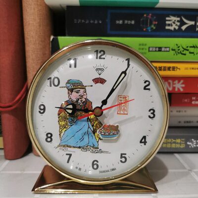 70版老货钻石牌机械发条闹钟滴答声学生半铜机芯怀旧老人铜闹钟