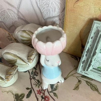 新品金丝熊躲避造景兔子托举宠物自动喂水器陶瓷水壶支架包邮