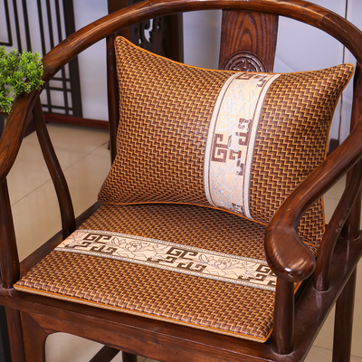 中式老式家具红木实木椅子圈椅茶椅四季通用高端坐垫藤席沙发垫子