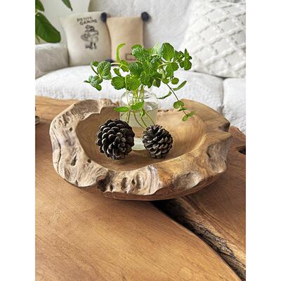 柚木果盘实木果盘Wabi-Sabi风格原木托盘蜡烛盘零食储存盘饰品木