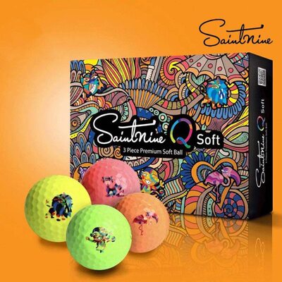 Saintnine高尔夫球三层球盒装球QSOFT彩球12颗装远距离球可印LOGO